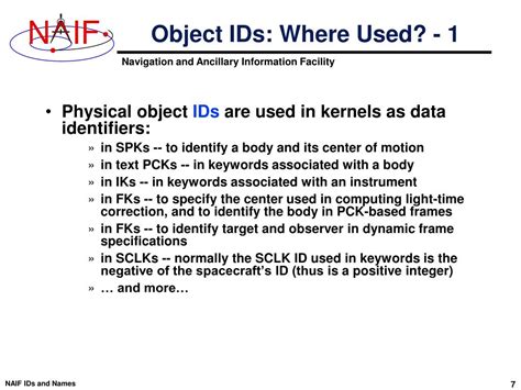 ppt ids and names for physical objects and reference frames