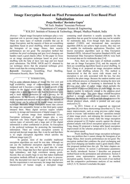 Image Encryption Based On Pixel Permutation And Text Based Pixel