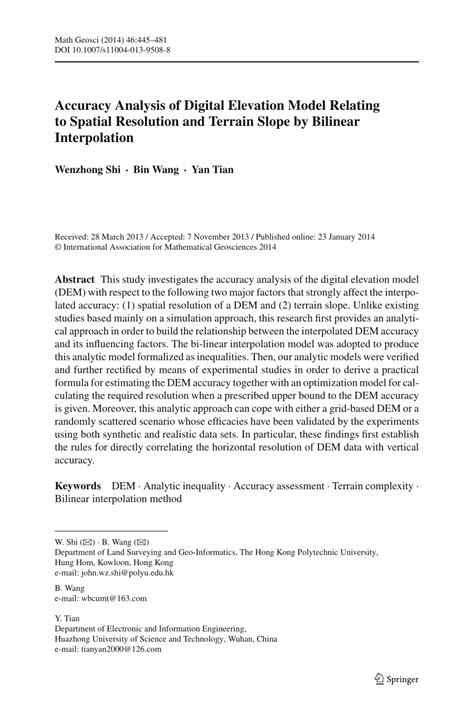 Pdf Accuracy Analysis Of Digital Elevation Model Relating To Spatial Resolution And Terrain