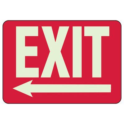 Glow In The Dark Exit Signs Left Arrow Emedco