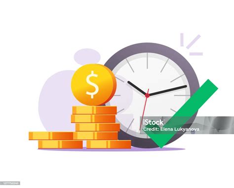 기회 만들거나 돈을 벌 수있는 기회 벡터 개념 금융 이익 플랫 일러스트를 얻을 수있는 올바른 순간 좋은 시간이 부자가될 때 체크 마크 틱타이머 시계를 적립 개념에 대한 스톡