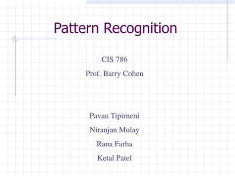 PPT Pattern Recognition PowerPoint Presentation Free Download ID 1140647