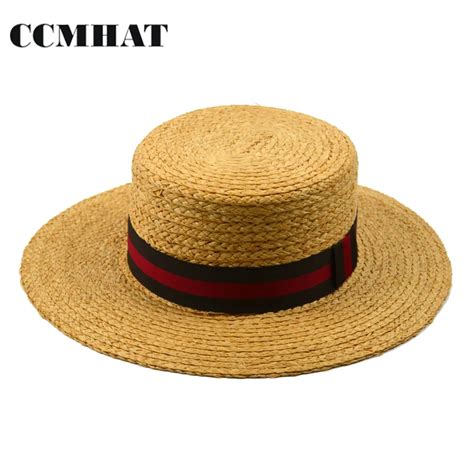 Buy Ccmhat Raffia Straw Hat For Women Flat Top Wide