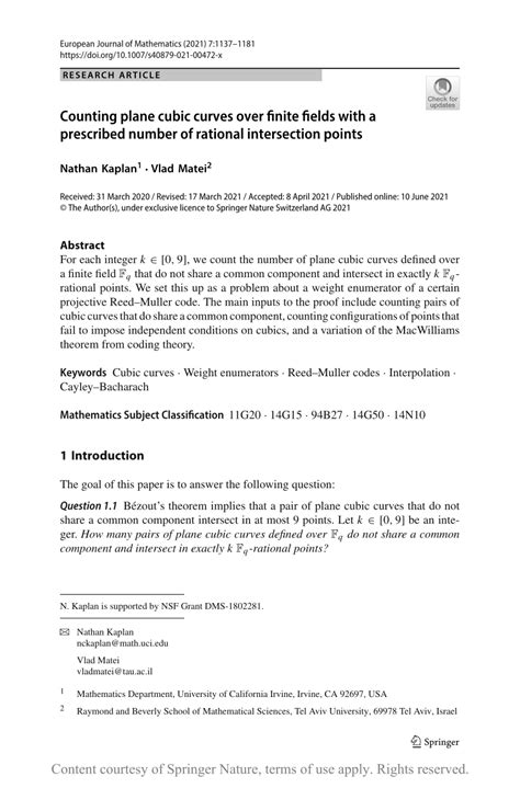 Counting Plane Cubic Curves Over Finite Fields With A Prescribed Number Of Rational Intersection