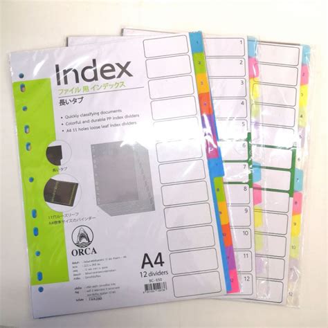 อินเด็กซ์ ดัชนีคั่นเอกสาร 12 ช่อง A4 สำหรับ 12 เดือน Shopee Thailand