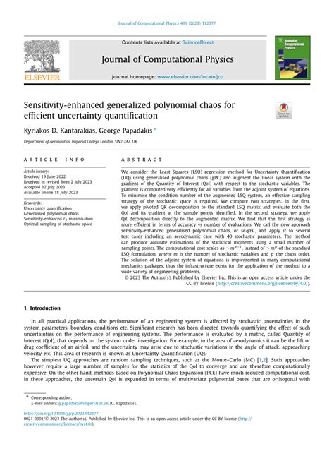 Pdf Sensitivity Enhanced Generalized Polynomial Chaos For Efficient