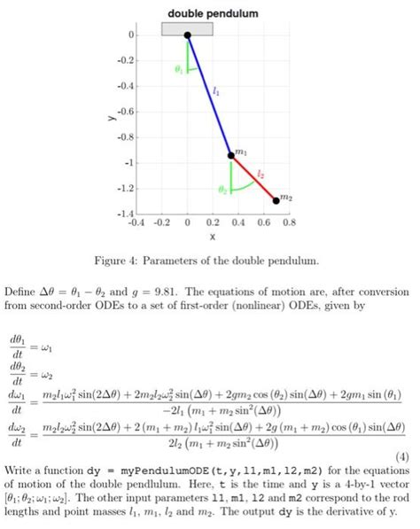 Solved 4 Double Pendulum Ode Function Dy Mypendulumode