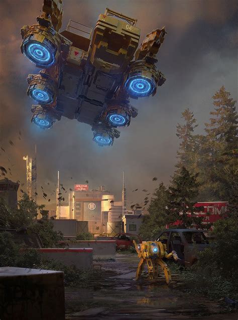 Artstation Hovercraft And Scout Mech Stanislav Galai Sci Fi Tech