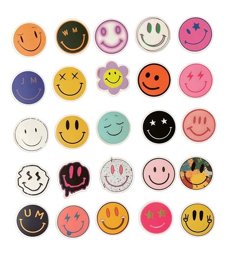 50 Pcs Smiley Face Sticker Pack Scrapbook Stickers Smiley Face Lover Waterbottle Stickers