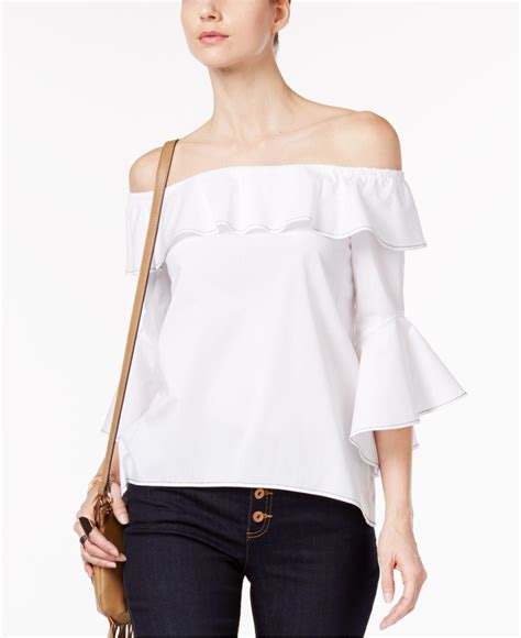 Lyst Inc International Concepts Ruffled Off The Shoulder Top In White