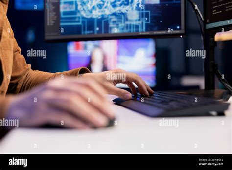 software engineer uses computer for artificial intelligence computing
