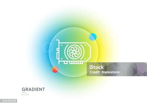 Ikon Garis Kartu Grafis Gpu Tanda Perangkat Keras Komponen Komputer Tombol Blur Gradien Vektor