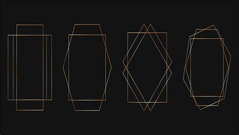 황금 다각형 럭셔리 프레임의 컬렉션입니다 결혼식 초대장 고급 템플릿 장식 패턴을위한 골드 크리스탈 모양세트 0명에 대한 스톡 벡터 아트 및 기타 이미지 Istock
