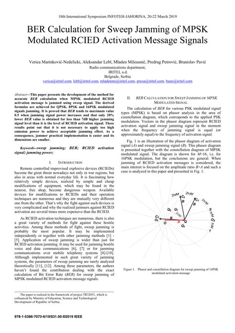 Pdf Ber Calculation For Sweep Jamming Of Mpsk Modulated Rcied Activation Message Signals