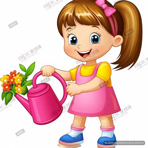 Ai创作图端花盆的卡通女孩 浇花女孩 手绘收获樱桃的小女孩 手绘抱着花盆的女孩 女孩浇花 卡通儿童浇水 手绘抱着花盆的姑娘 浇花插画 摘水果女孩卡通 采摘樱桃的小女孩插画 浇水的女孩 采花的小