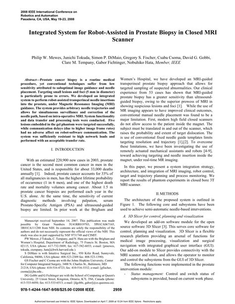 Pdf Integrated System For Robot Assisted In Prostate Biopsy In Closed Mri Scanner