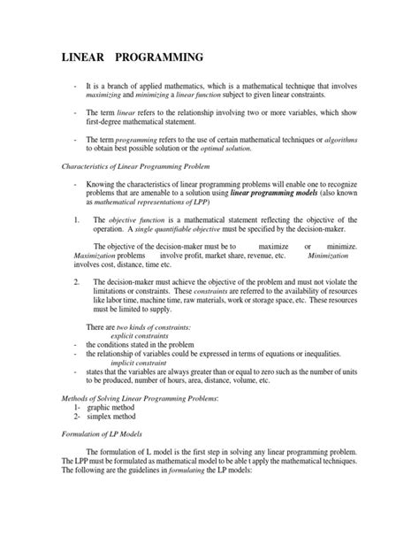 linear programming pdf mathematical optimization linear programming