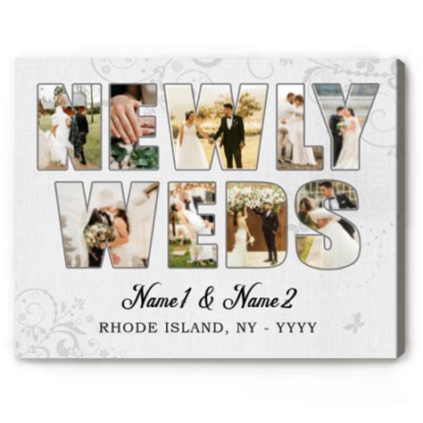 Personalized Newly Weds Photo Collage On Canvas Ts For Newly Married Couple Newly Wed Ts