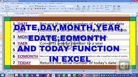 Date And Text Functions In Excel Youtube