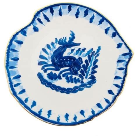 Тарелка фарфоровая десертная синяя, белая Тарелка Deer - купить за 5230 ...