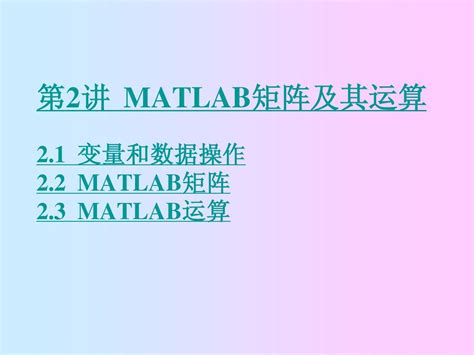 第2讲 Matlab矩阵及其运算 Word文档在线阅读与下载 无忧文档