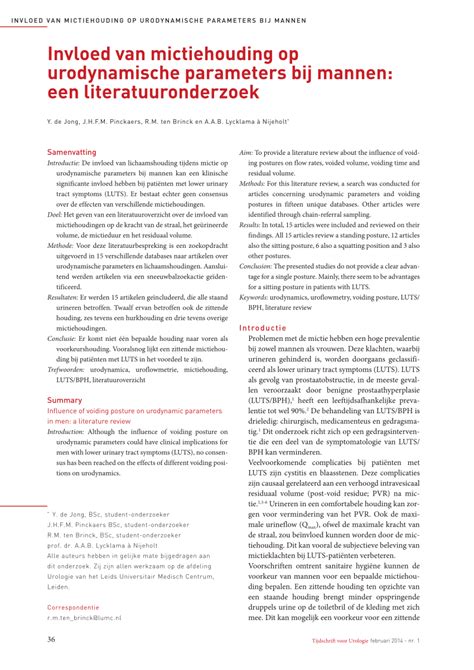 Pdf Influence Of Voiding Posture On Urodynamic Parameters In Men A Literature Review