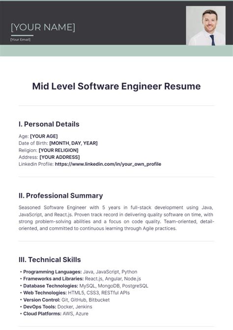 Free Software Engineer Resume Templates To Edit Online And Download