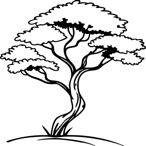 Elegant Curved Tree Illustration For Nature Art And Design Projects