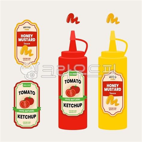 케첩 케찹 머스타드 머스터드 소스 사진이미지일러스트캘리그라피 Slea작가