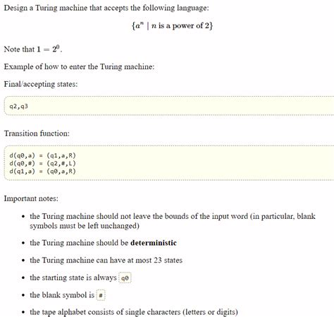Solved Note That 120 Example Of How To Enter The Turing