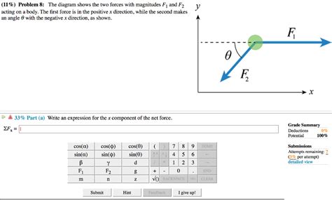 Solved V 11 Problem 8 The Diagram Shows The Two Force