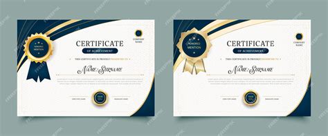 Premium Vector A Set Of Two Certificate Templates With A Ribbon And A Gold Ribbon
