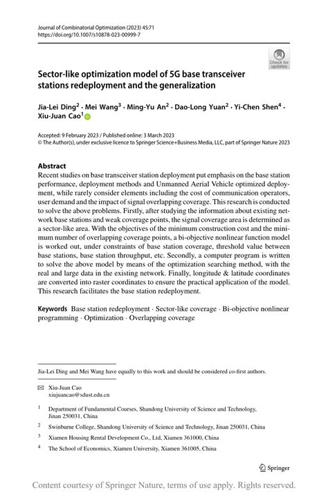 Sector Like Optimization Model Of 5g Base Transceiver Stations