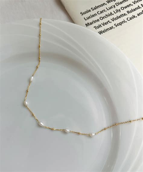 실버 925 담수 진주 볼체인 목걸이