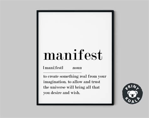 Manifest Definition Print Motivational Poster Inspirational Wall Art