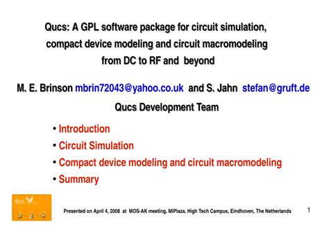 Pdf Qucs A Gpl Software Package For Circuit Simulation Compact