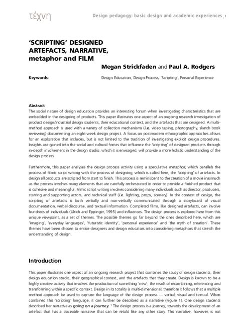 Pdf Scripting Personal Narratives In The Designing Of Artefacts