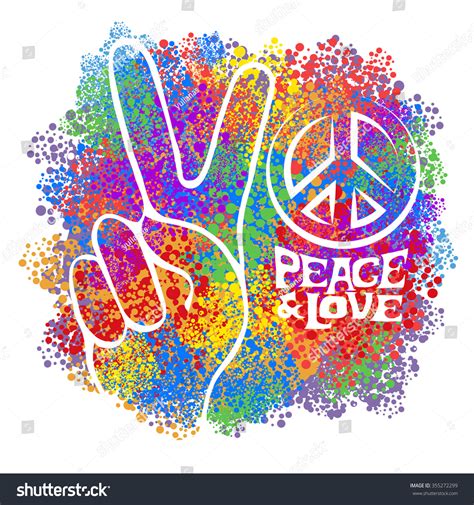 Hippie Symbols Two Fingers Sign Victory Stock Vector 355272299