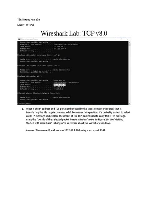 Wireshark Lab Tcp V80 Pdf Transmission Control Protocol Port