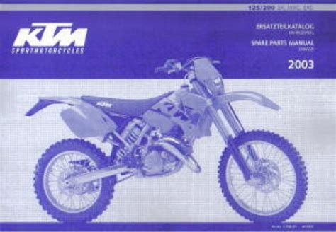 2003 Ktm 125 200 Sx Mxc Exc Chassis Spare Parts Manual