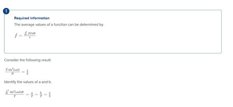 Solved Required Information The Average Values Of A Function Chegg