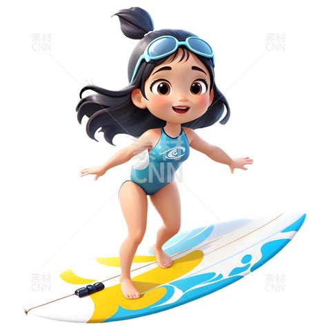 卡通冲浪的女孩素材cnn
