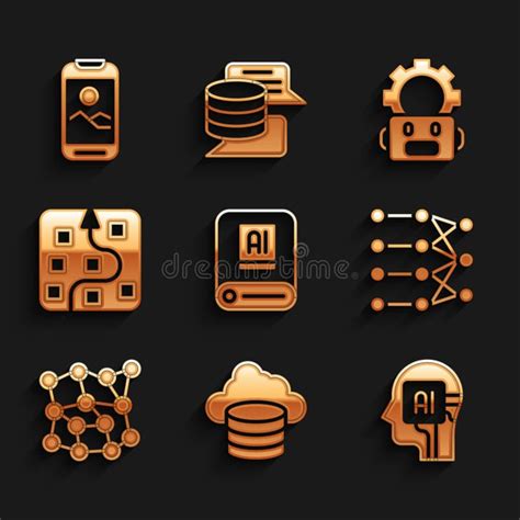 Set Artificial Intelligence Ai Cloud Database Humanoid Robot Neural Network Robot Setting
