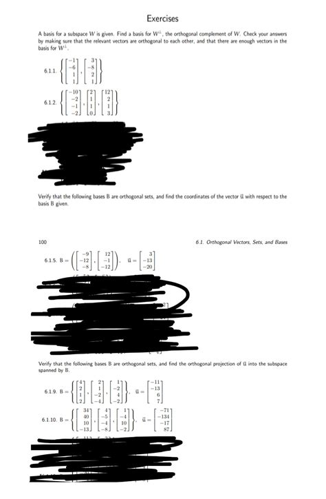 Solved Exercises A Basis For A Subspace W Is Given Find A Chegg