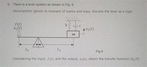 Solved 6 There Is A Lever System As Shown In Fig 6 Chegg Com