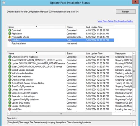 unable to upgrade to sccm version 2309 from 2207 r sccm