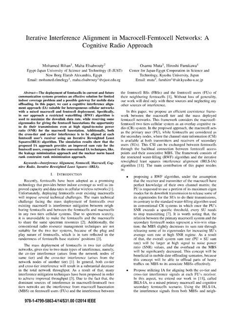 Pdf Iterative Interference Alignment In Macrocell Femtocell Networks
