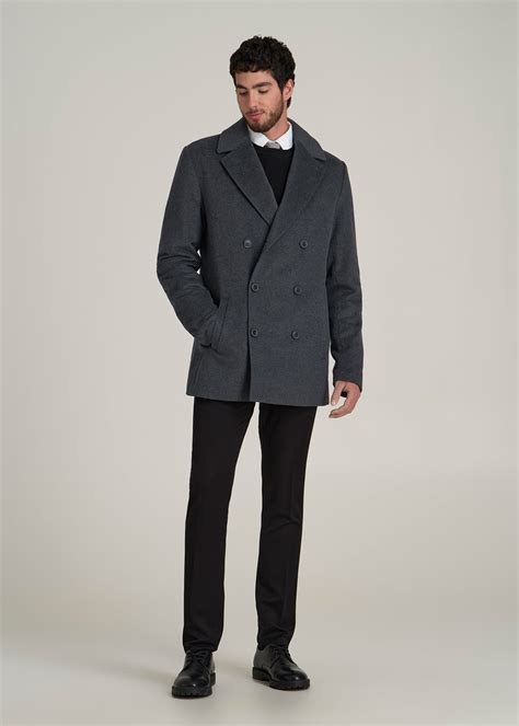 Double Breasted Wool Peacoat For Tall Men American Tall