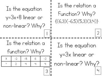 Functions And Linear Equations Task Cards By Coffee And Chaos In The Middle