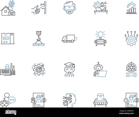Industry Technology Outline Icons Collection Industry Technology